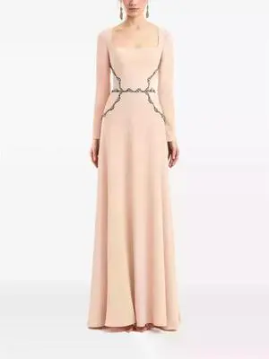 GEMY MAALOUF Beaded-waist Square-neck Dress