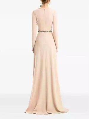 GEMY MAALOUF Beaded-waist Square-neck Dress