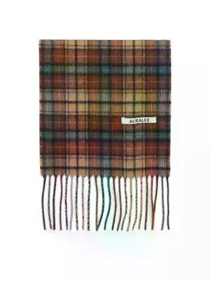 Auralee Check Fringed Scarf
