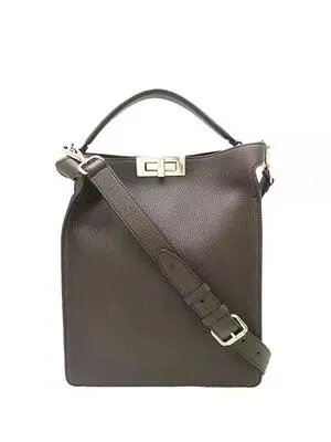 Fendi 2010-2026 Small Calfskin Peekaboo X Lite Satchel - Brown
