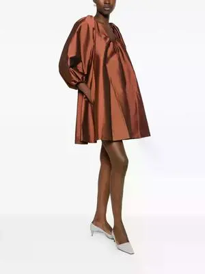 Bernadette George Puff-sleeve Mini Dress - Brown