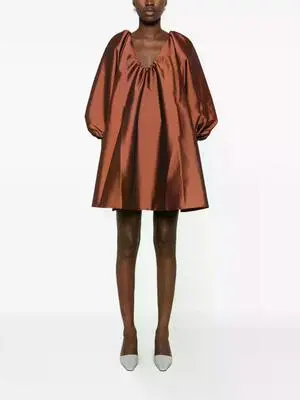 Bernadette George Puff-sleeve Mini Dress - Brown
