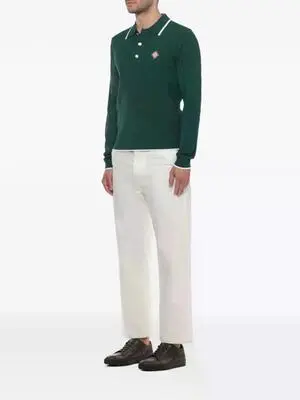 Casablanca Pointelle Monogram-knit Polo Shirt - Green