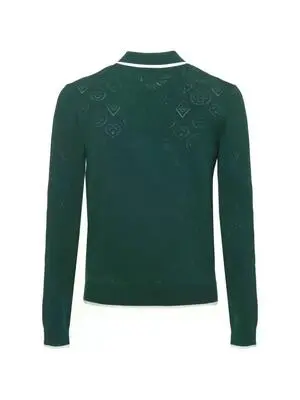 Casablanca Pointelle Monogram-knit Polo Shirt