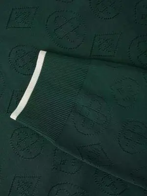 Casablanca Pointelle Monogram-knit Polo Shirt