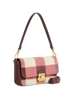 COCCINELLE Medium C-me Lock Check-pattern Shoulder Bag
