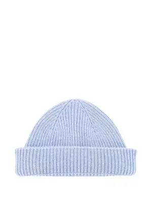 AMARANTO Ribbed-knit Beanie Hat - Blue