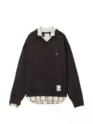 Mihara Yasuhiro Triple Layered Collared Knit Sweater - Black
