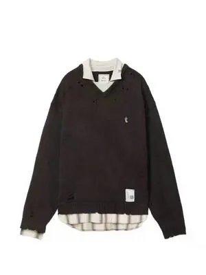 Mihara Yasuhiro Triple Layered Collared Knit Sweater - Black