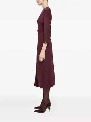 NISSA Belted Pleated Midi Dress