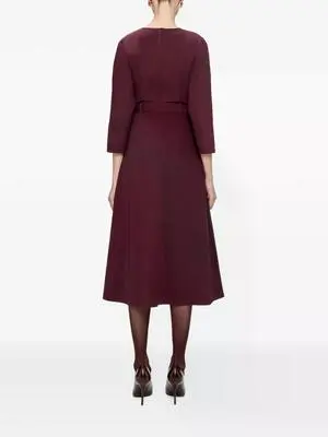 NISSA Belted Pleated Midi Dress