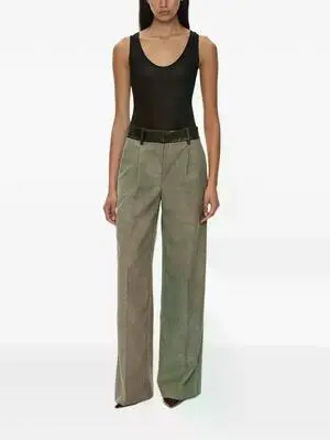 Christopher Esber Tropical Leather-waisted Wide-leg Trousers