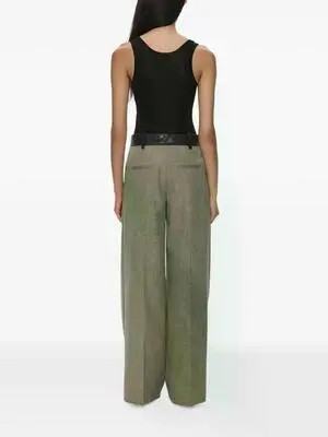 Christopher Esber Tropical Leather-waisted Wide-leg Trousers