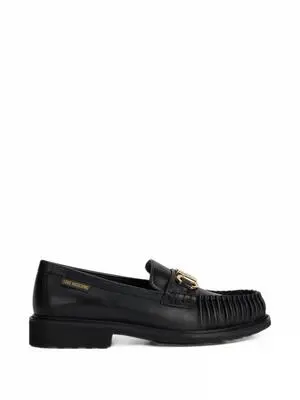 Moschino Logo-plaque Leather Loafers - Black