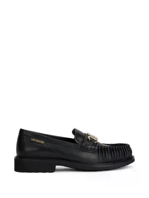 Moschino Logo-plaque Leather Loafers - Black