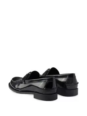 Prada Brushed Leather Loafers - Black