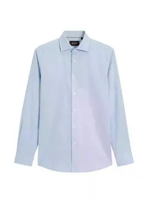 BOSS Regular-fit Shirt In Micro-structured Italian Cotton - Blue