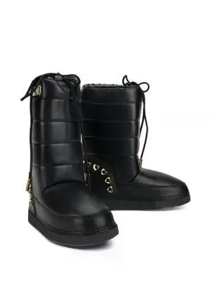 Moschino Quilted Heart-embellished Boots - Black