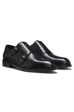 Hugo Boss Double-strap Leather Monk Shoes