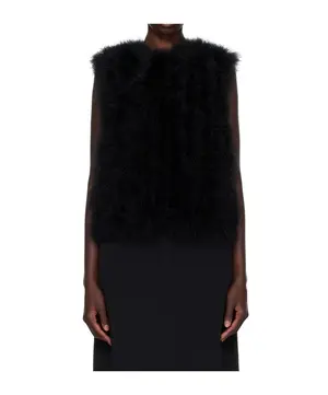 YVES SALOMON Feather-embellished Gilet - Black