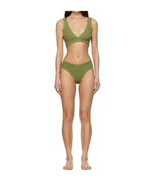 Hunza G Angel Metallic Crinkle Bikini - Metallic Moss