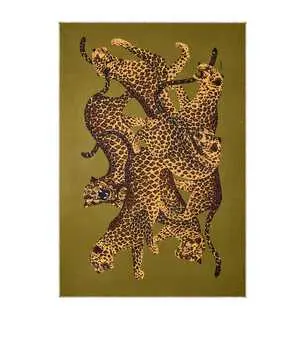 Saint Laurent Wool Leopard Scarf - Beige