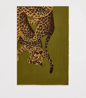 Saint Laurent Wool Leopard Scarf