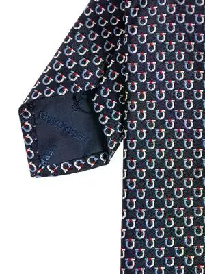 FERRAGAMO Gancini Silk Tie - Blue