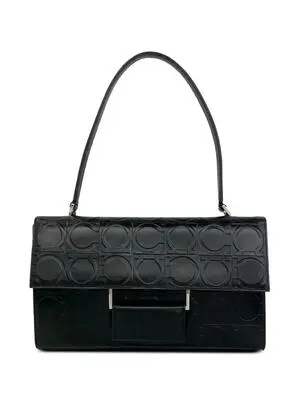 FERRAGAMO 2000-2026 Gancini Embossed Shoulder Bag - Black