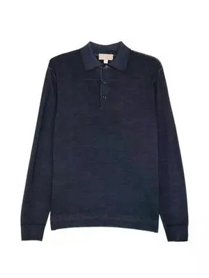 120% Lino Long-sleeve Polo Shirt - Blue