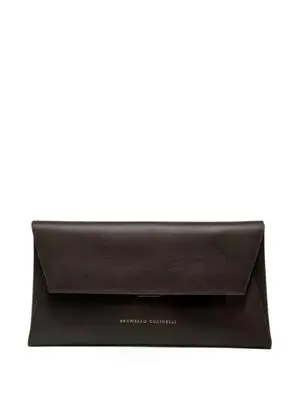Brunello Cucinelli Envelope Leather Clutch Bag
