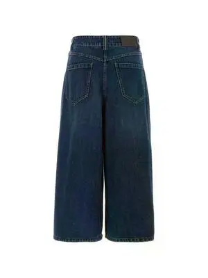 Brunello Cucinelli Authentic Denim Baggy Cropped Trousers With Monili