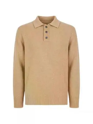 AMARANTO Button-up Polo Sweater - Neutrals