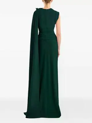 GEMY MAALOUF Feather-embellished Ruched Gown