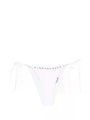 LUDOVIC DE SAINT SERNIN Eyelet-embellished Side-tie Bikini Bottoms - White