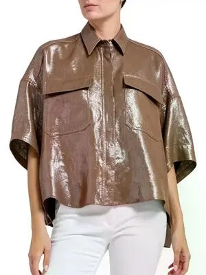 Brunello Cucinelli Metallic-effect Short-sleeve Shirt
