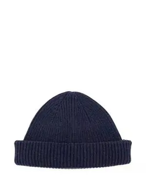 AMARANTO Ribbed-knit Beanie Hat - Blue