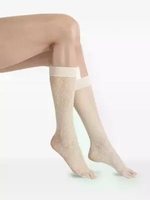 Wolford Polka-dot Net Socks - White