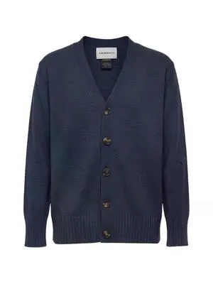 AMARANTO Distressed V-neck Cardigan - Blue