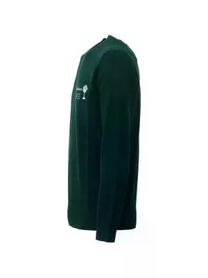MC2 SAINT BARTH Heron Light Wool And Cashmere Blend Crewneck With Business Glass Embroidery - Green