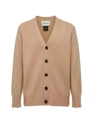 AMARANTO Distressed V-neck Cardigan - Brown
