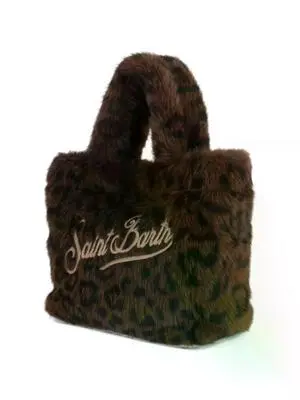 MC2 SAINT BARTH Vanity Mini Leopard-print Faux-fur Tote Bag