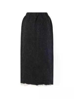 PILLINGS Ruffled Wool Midi Skirt