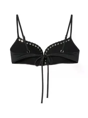 LUDOVIC DE SAINT SERNIN Eyelet-embellished Lace-up Bikini Top - Black