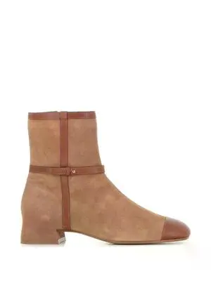 DEL CARLO Suede Leather-trim Ankle Boots - Brown