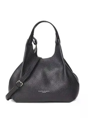 GIANNI CHIARINI Medium Dua Grained-leather Shoulder Bag - Black
