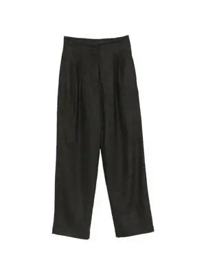 SESSUN Pleated Straight-leg Trousers - Brown