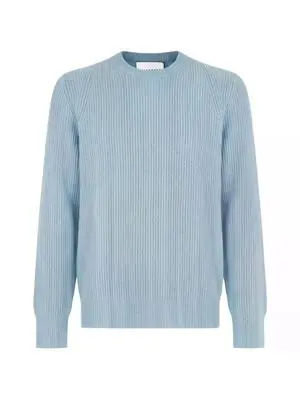 AMARANTO Ribbed-knit Raglan-sleeved Sweater - Blue