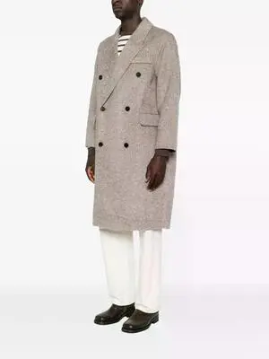 AMARANTO Double-breasted Herringbone-pattern Coat