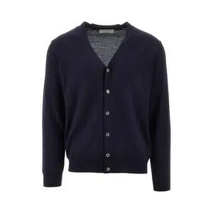 THE PULL Merino Wool Knitted Cardigan - Blue